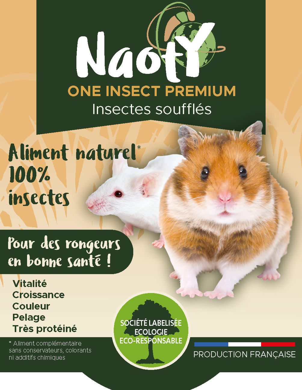 Nourriture a base d'insectes soufflés pour rongeurs omnivores, 150 g ...